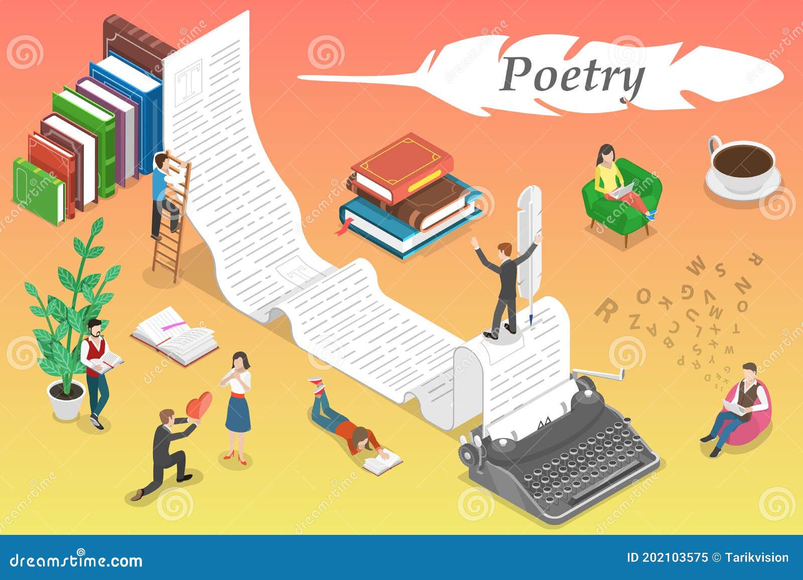 3D Isometric Flat Vector Conceptual Illustration of Poetry Stock Vector ...