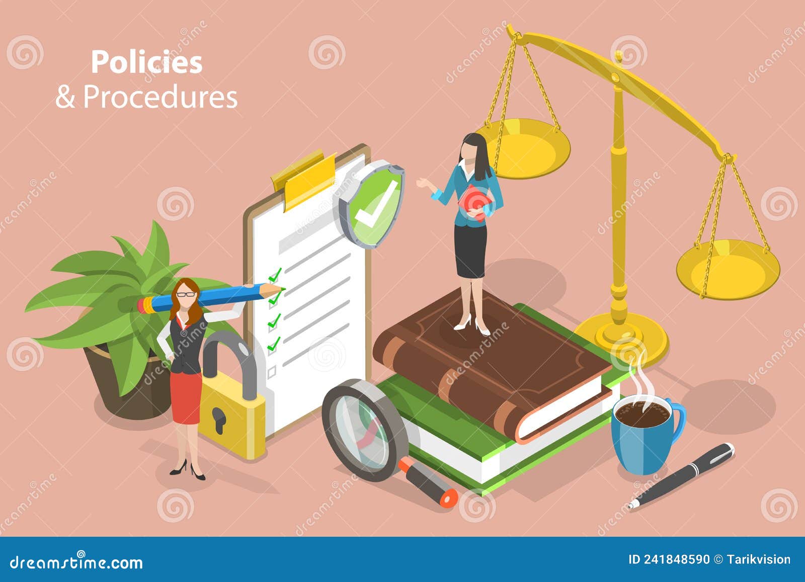 3D Isometric Flat Vector Conceptual Illustration of Policies and ...