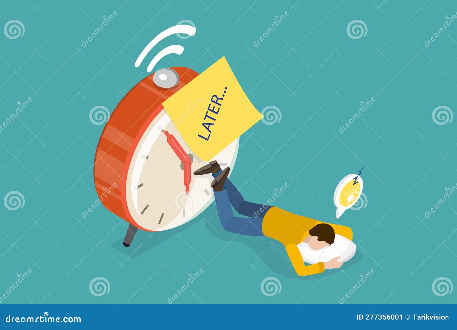 3D Isometric Flat Vector Conceptual Illustration of Procrastination ...