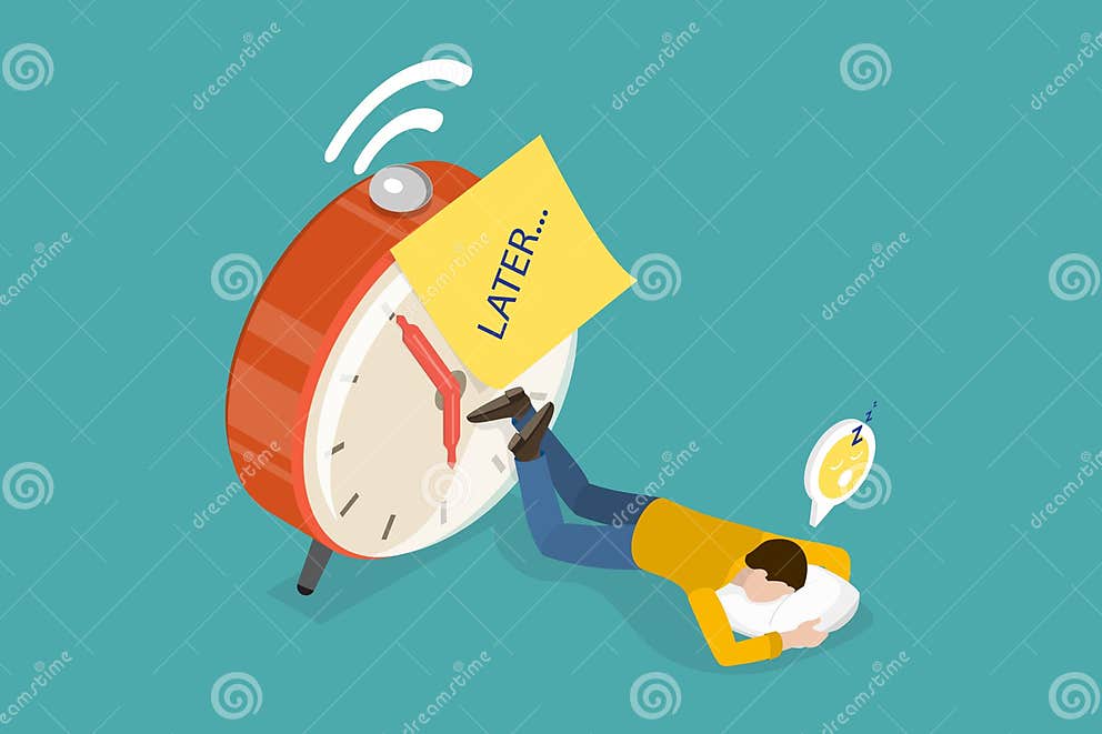 3D Isometric Flat Vector Conceptual Illustration of Procrastination ...