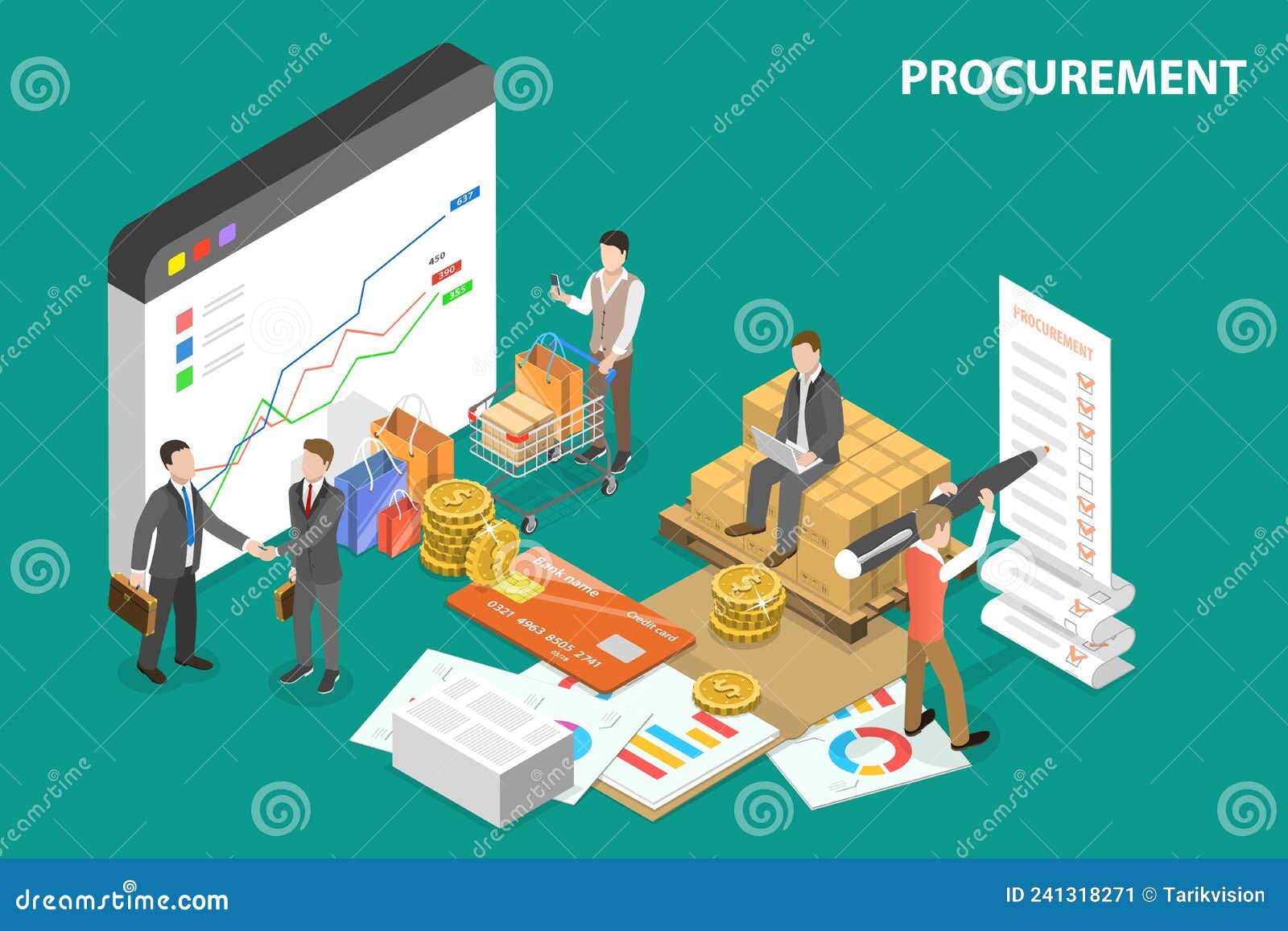 3D Isometric Flat Vector Conceptual Illustration of Procurement Stock ...