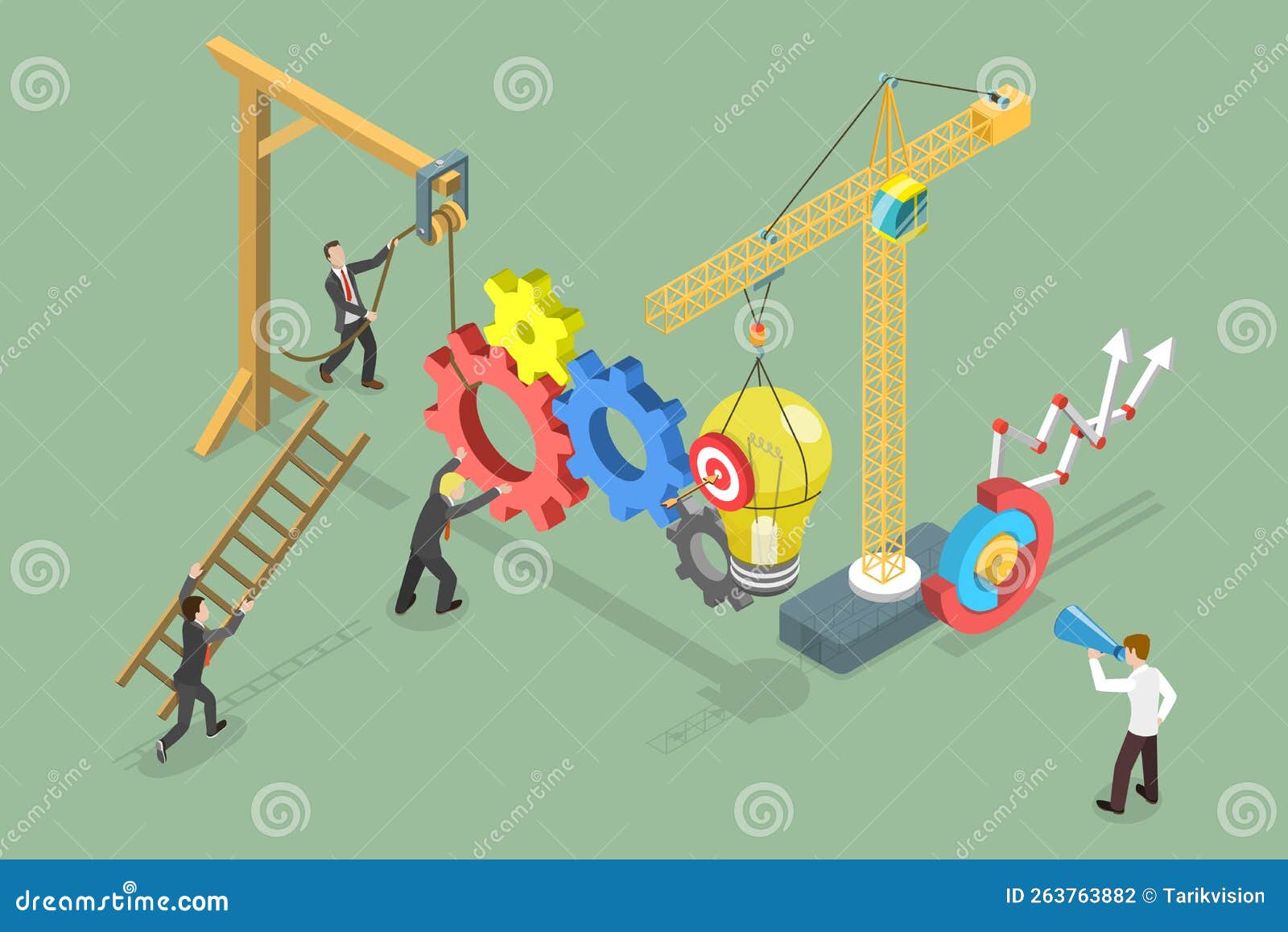 3D Isometric Flat Vector Conceptual Illustration of Project Execution ...