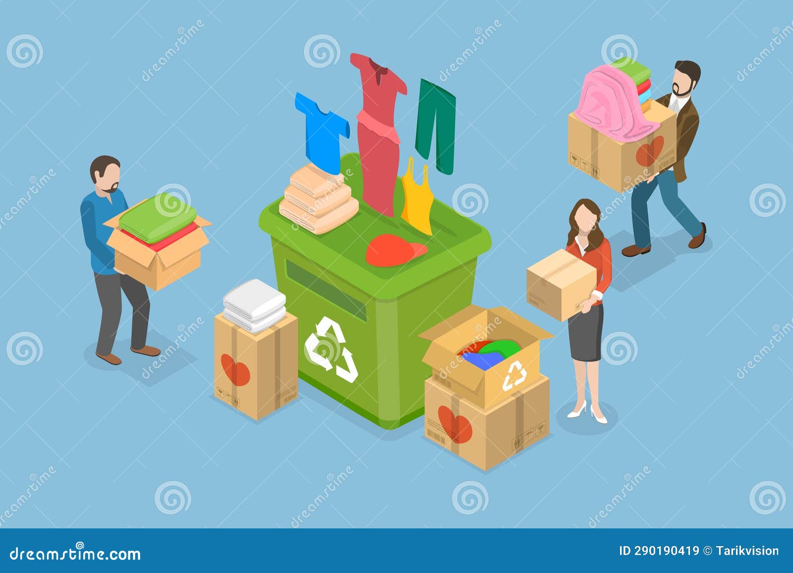 3D Isometric Flat Vector Conceptual Illustration of Recycling Clothes ...
