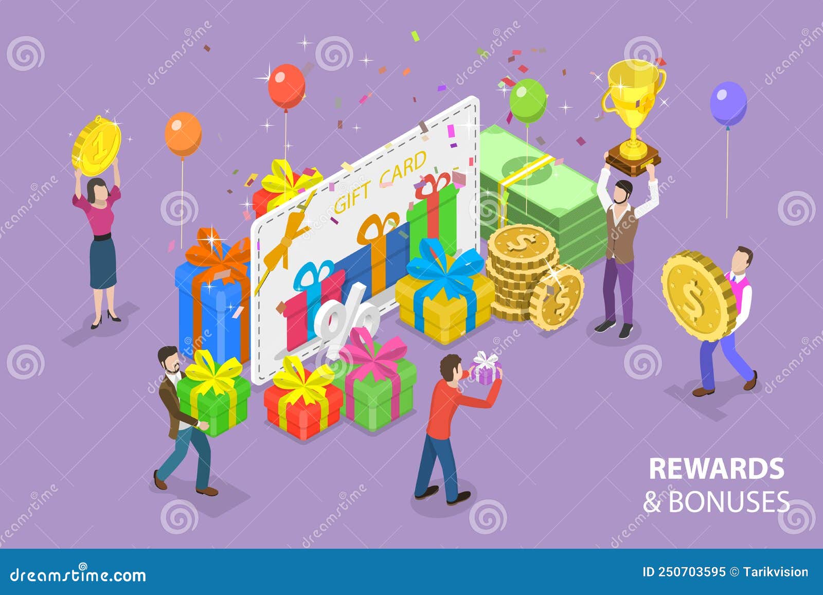 3D Isometric Flat Vector Conceptual Illustration of Rewards and Bonuses ...