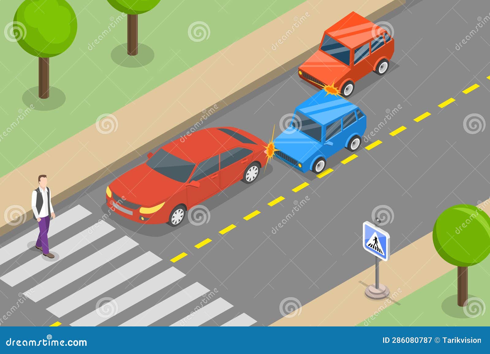 3D Isometric Flat Vector Conceptual Illustration of Road Accident Stock ...