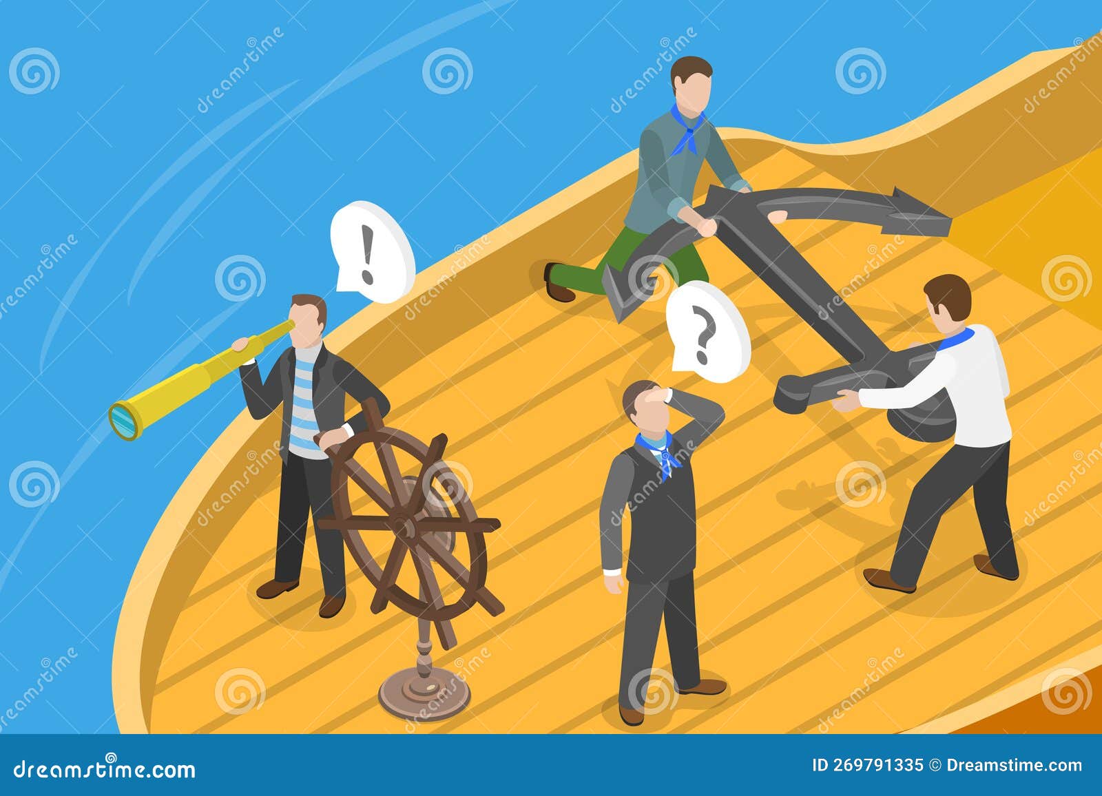 3D Isometric Flat Vector Conceptual Illustration of Sailing Crew Stock ...