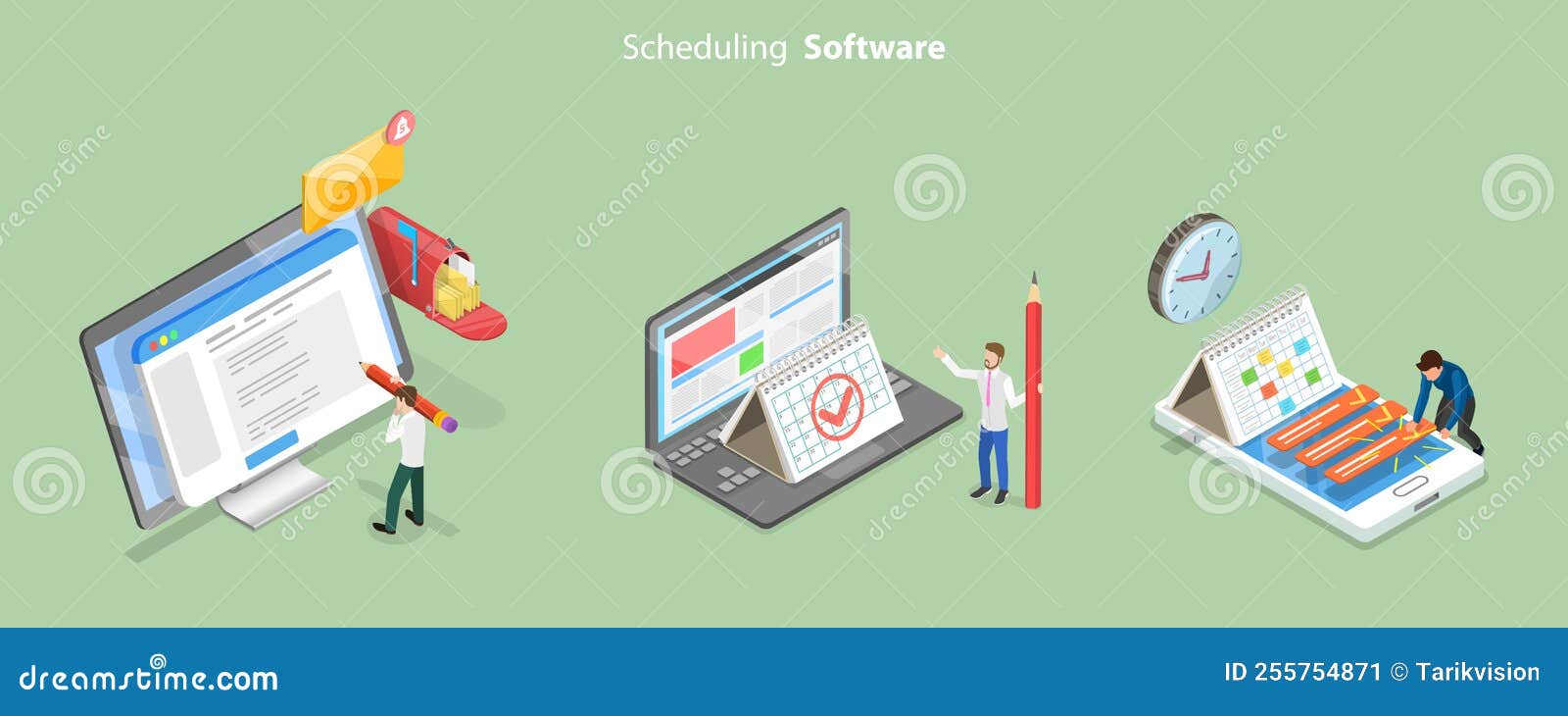 3D Isometric Flat Vector Conceptual Illustration of Scheduling Software ...