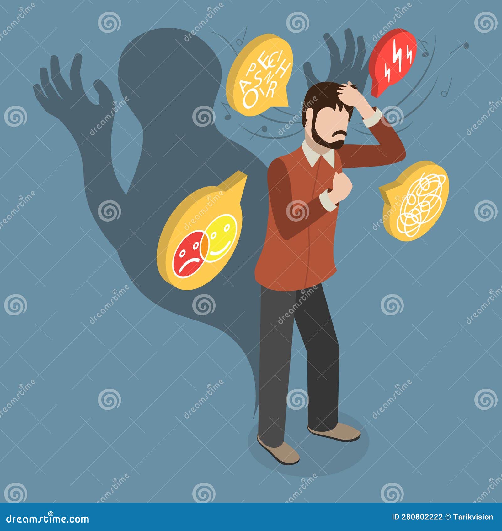 Person With Paranoia And Depression. Delusion And Persecution Mania ...