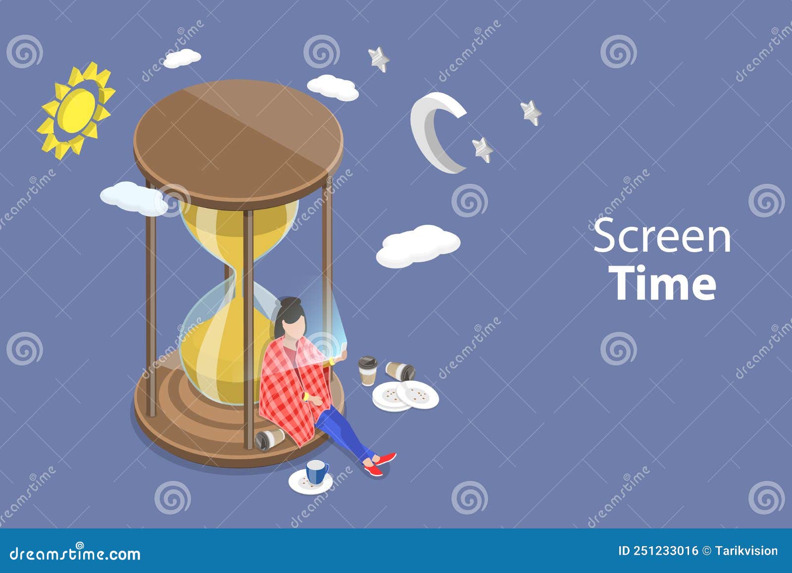 3D Isometric Flat Vector Conceptual Illustration of Screen Time Stock ...
