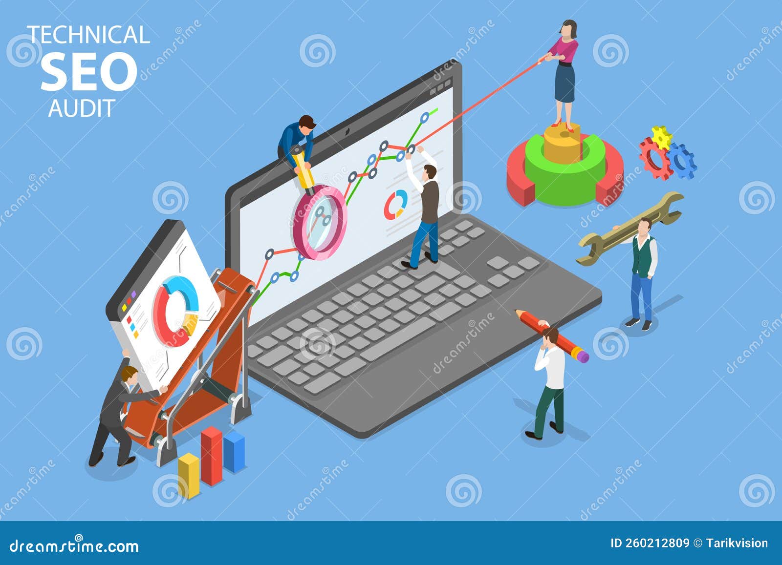 3D Isometric Flat Vector Conceptual Illustration of SEO Audit Stock ...