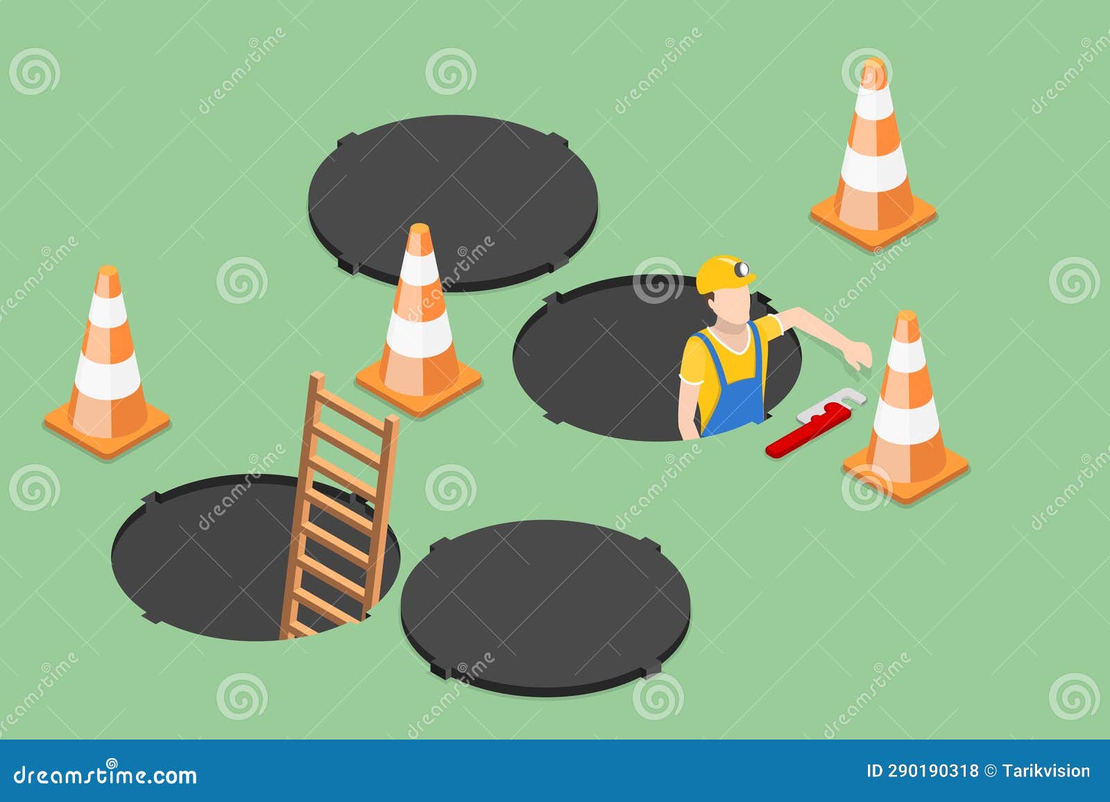 3D Isometric Flat Vector Conceptual Illustration of Sewer Hatch Stock ...