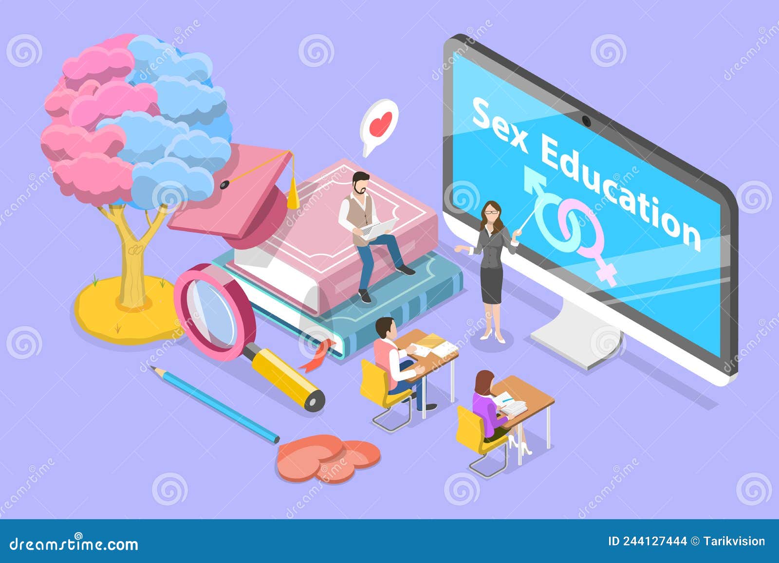 3d Isometric Flat Vector Conceptual Illustration Of Sex Education Stock