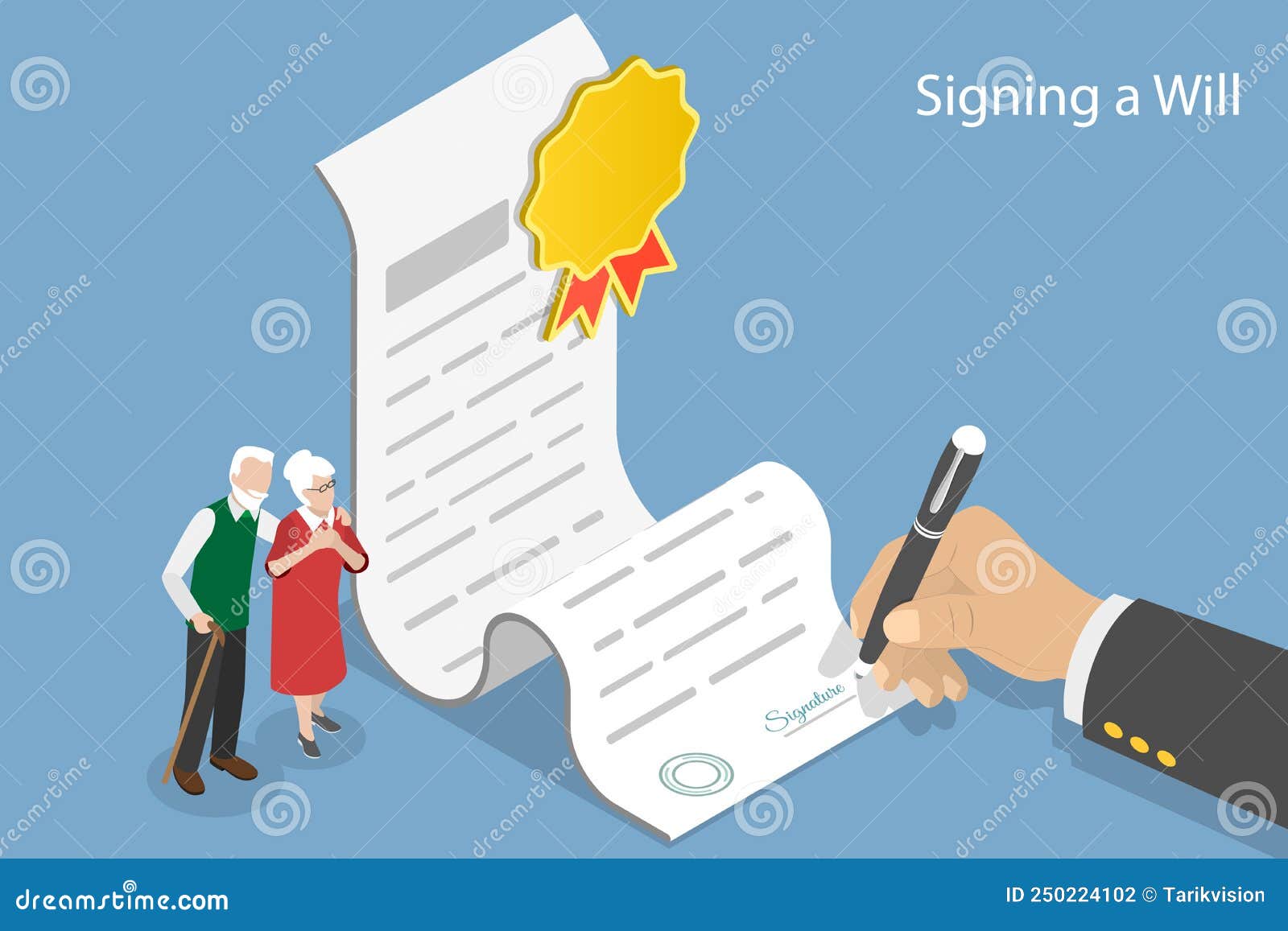 3D Isometric Flat Vector Conceptual Illustration of Signing a Will ...