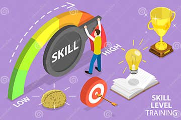 3D Isometric Flat Vector Conceptual Illustration of Skill Level ...