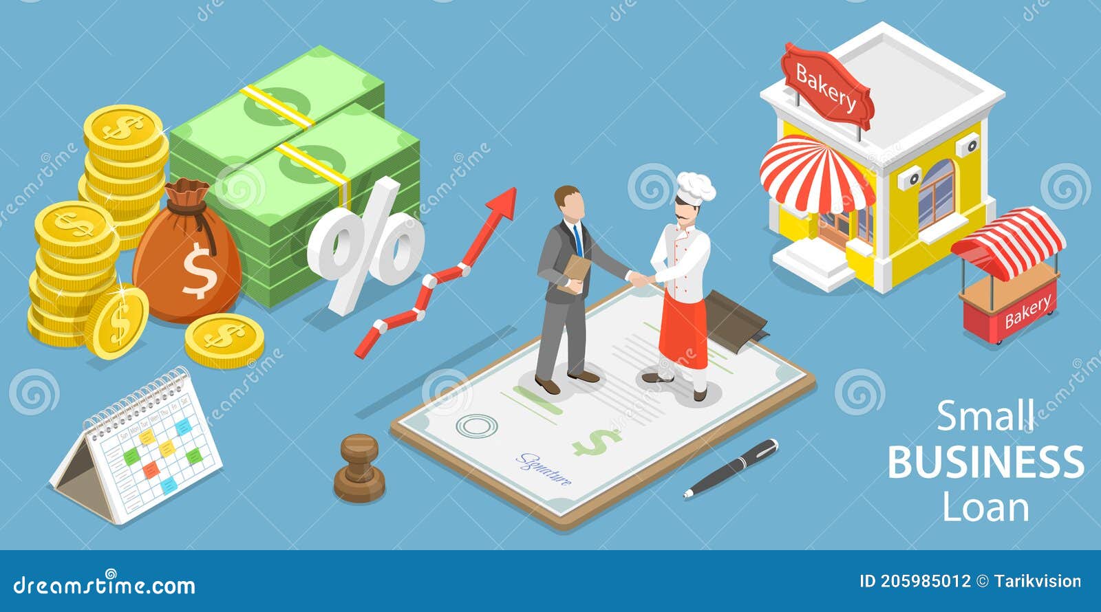 3D Isometric Flat Vector Conceptual Illustration of Small Business Loan ...