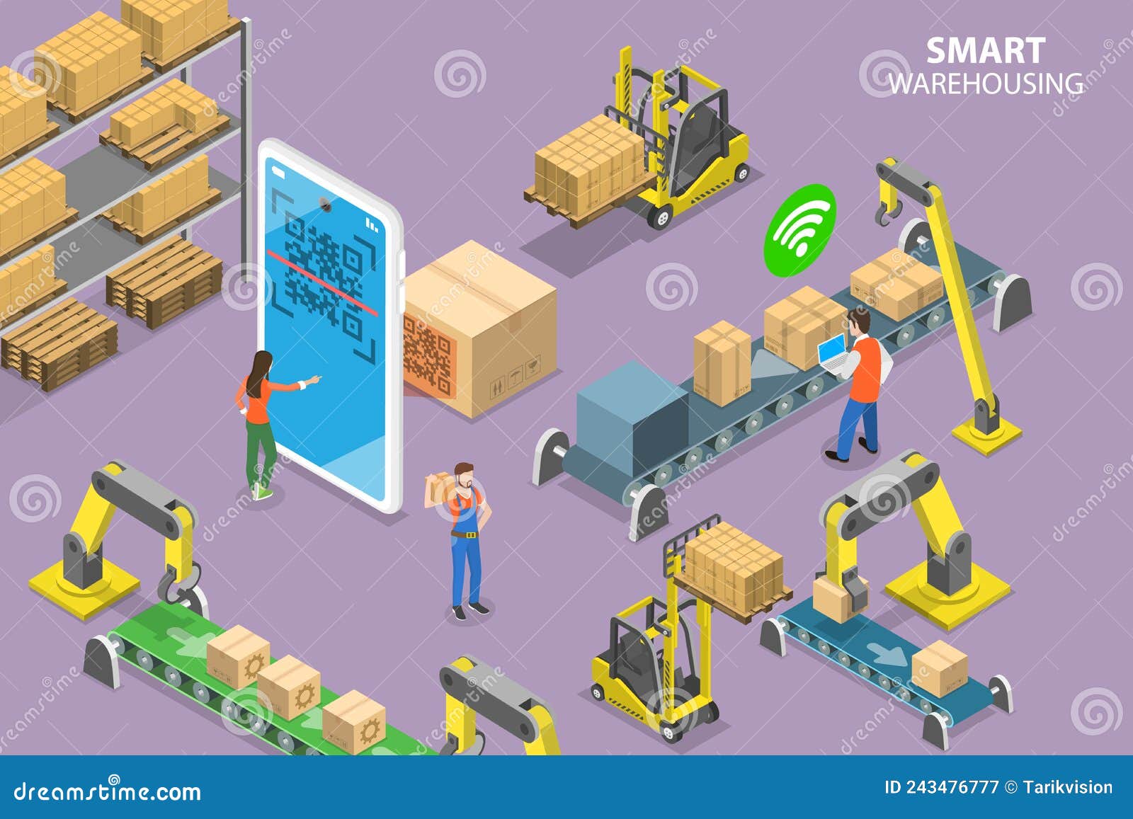 3D Isometric Flat Vector Conceptual Illustration of Smart Warehousing ...