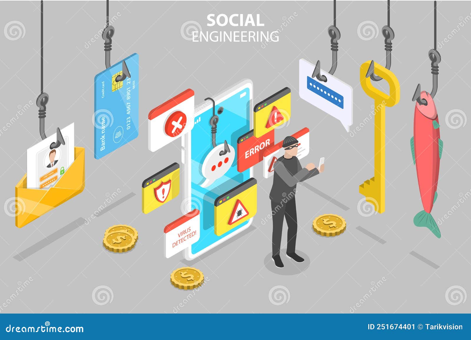 3D Isometric Flat Vector Conceptual Illustration of Social Engineering ...