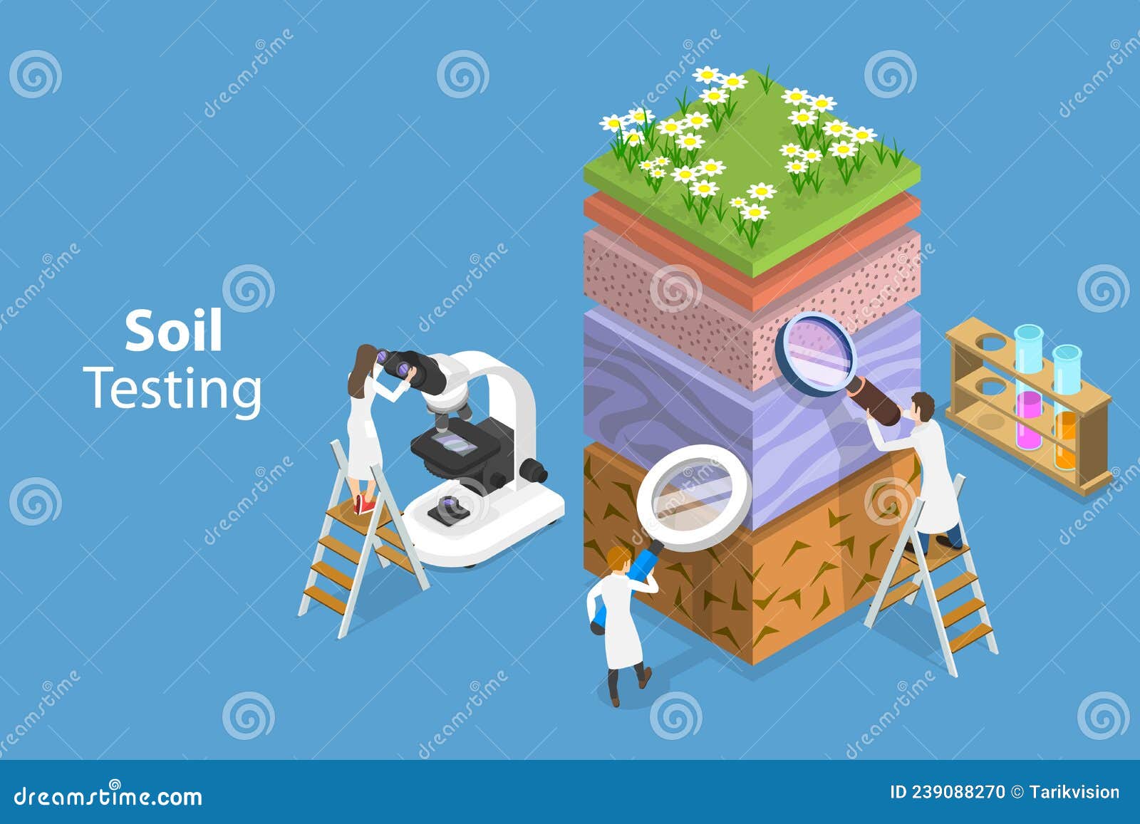 3D Isometric Flat Vector Conceptual Illustration of Soil Testing Stock ...