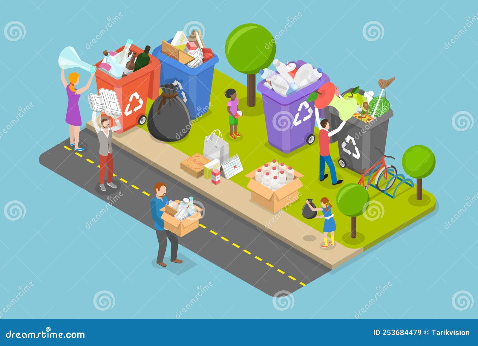 3D Isometric Flat Vector Conceptual Illustration of Sorting Waste for ...