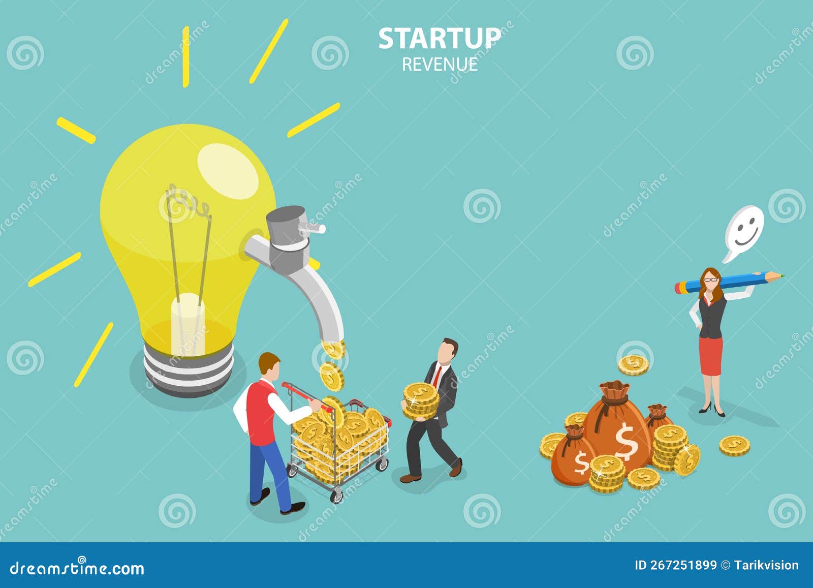 3D Isometric Flat Vector Conceptual Illustration of Startup Revenue ...