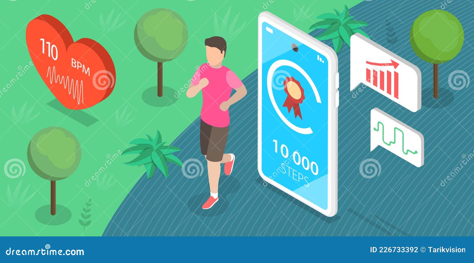 3D Isometric Flat Vector Conceptual Illustration of Step Counter Stock ...