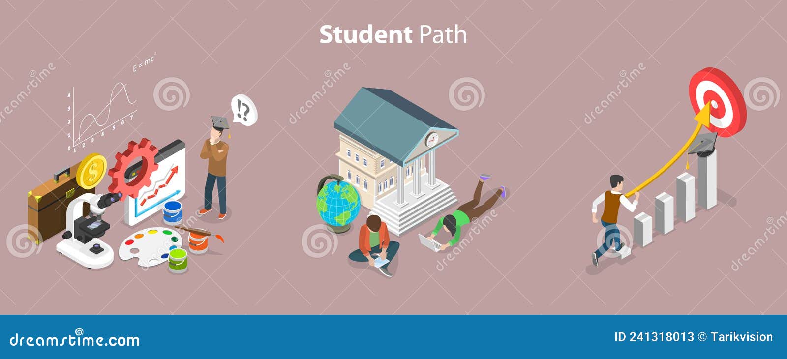3D Isometric Flat Vector Conceptual Illustration of Student Path Stock ...