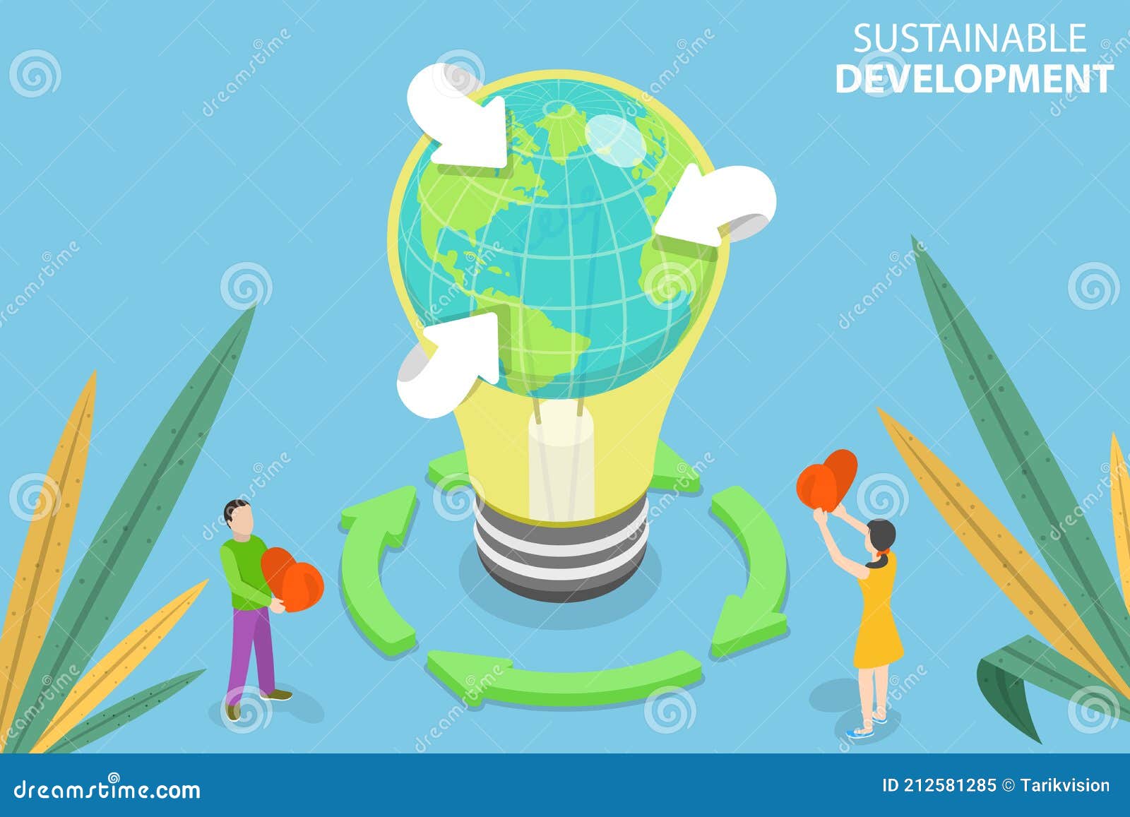 3D Isometric Flat Vector Conceptual Illustration of Sustainable ...