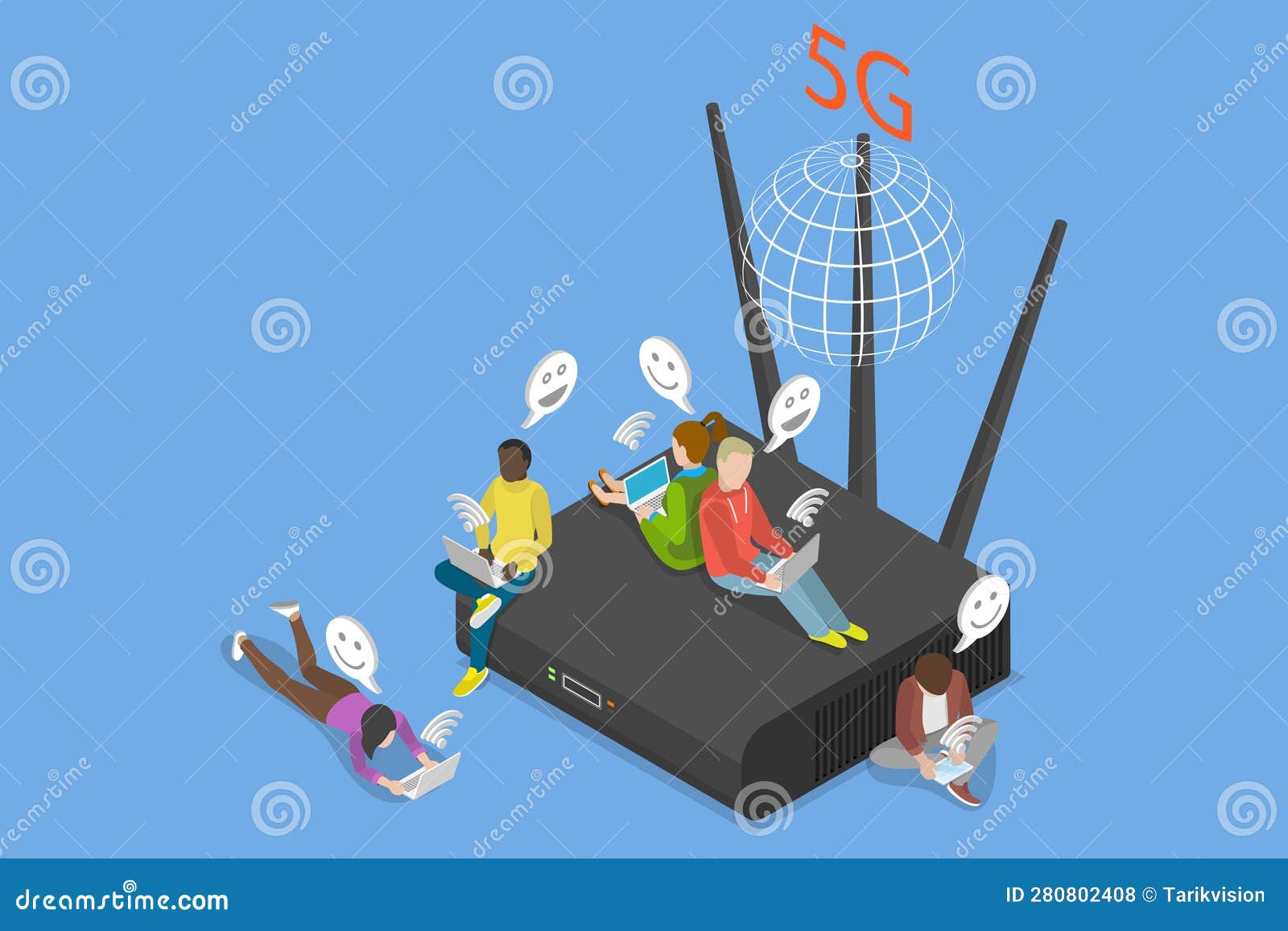 3D Isometric Flat Vector Conceptual Illustration of Telecommunication ...