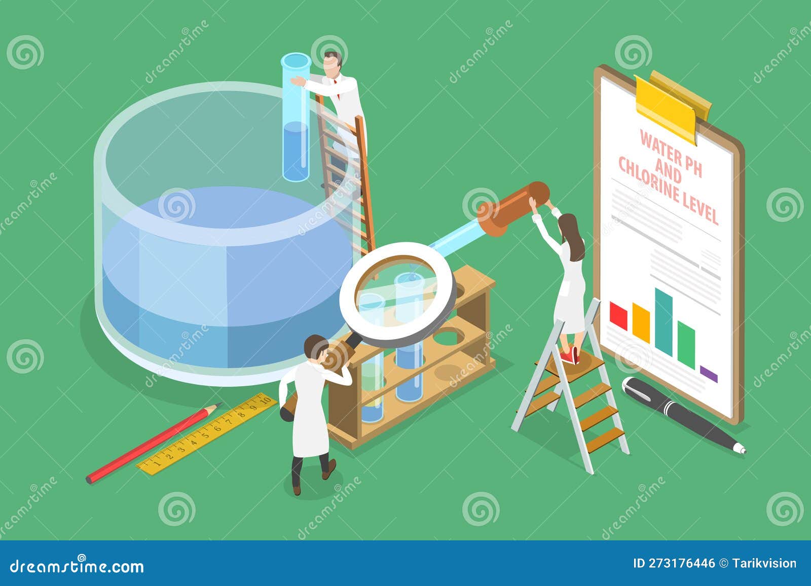 3D Isometric Flat Vector Conceptual Illustration of Testing Water PH ...