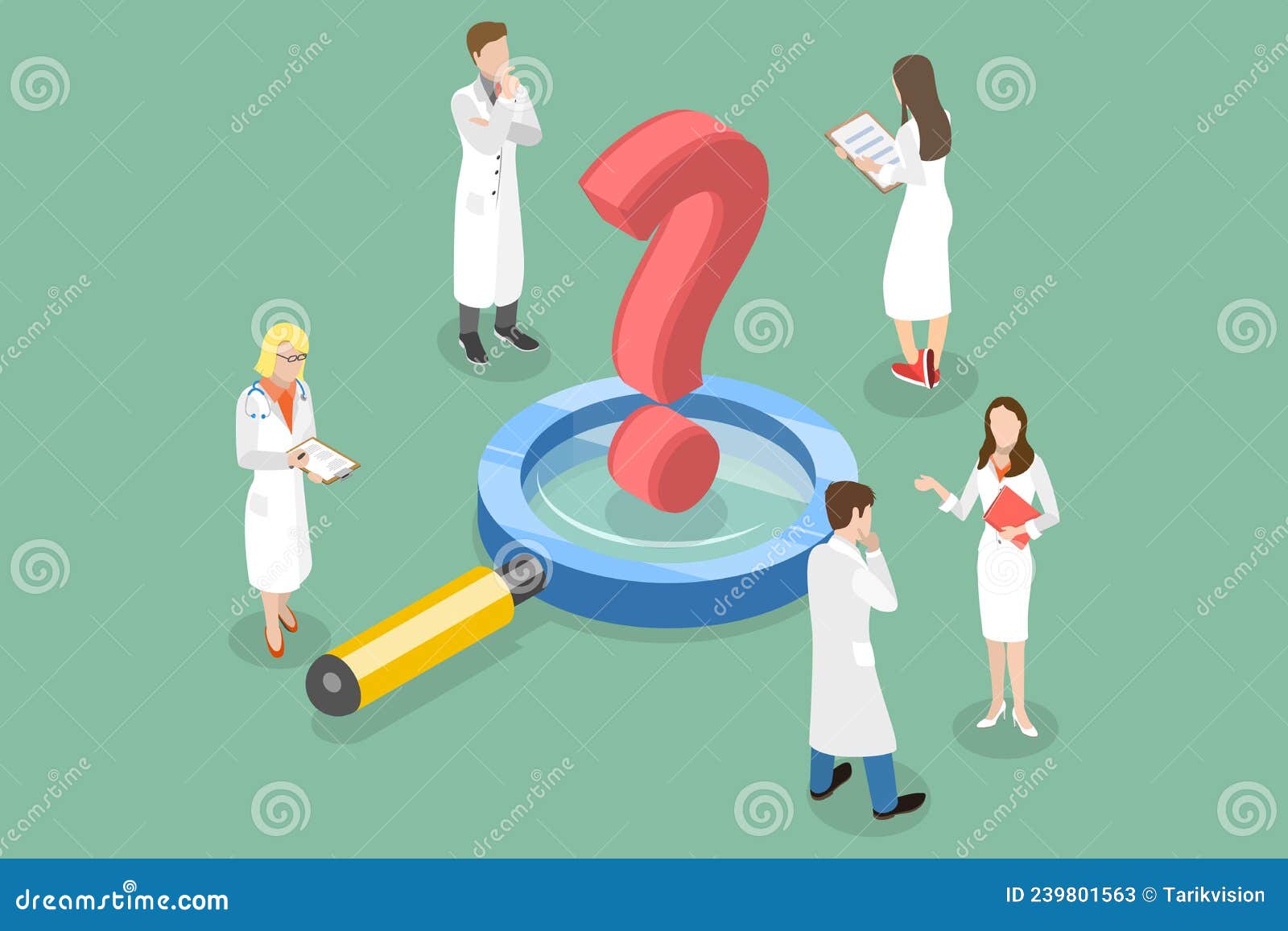 3D Isometric Flat Vector Conceptual Illustration of Thinking Doctors ...