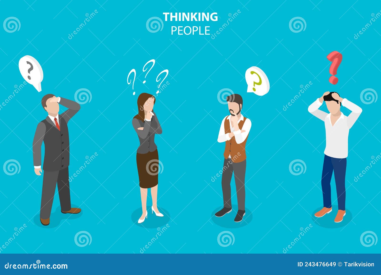 3D Isometric Flat Vector Conceptual Illustration of Thinking People Set ...