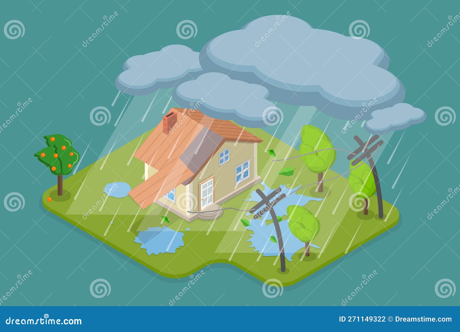 3D Isometric Flat Vector Conceptual Illustration of Thunderstorm and ...