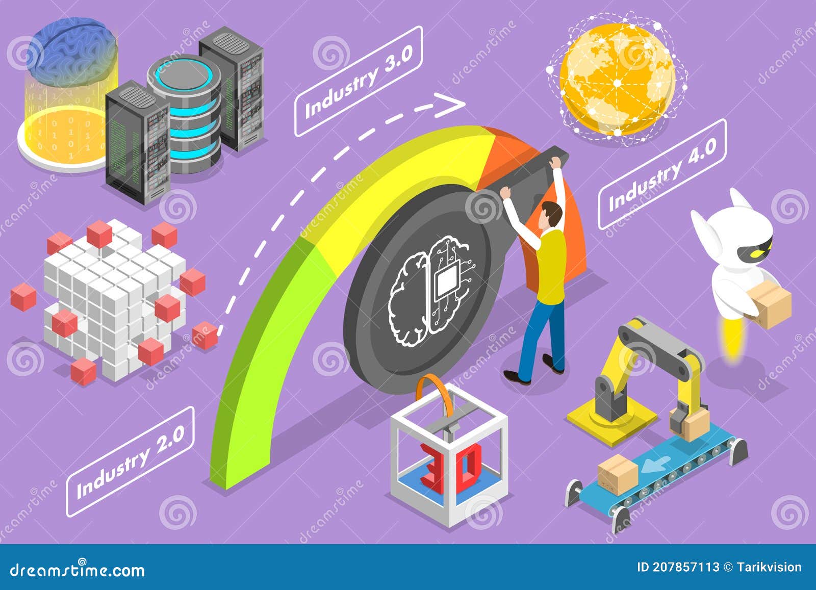 Digitalization Isometric Composition Cartoon Vector | CartoonDealer.com ...