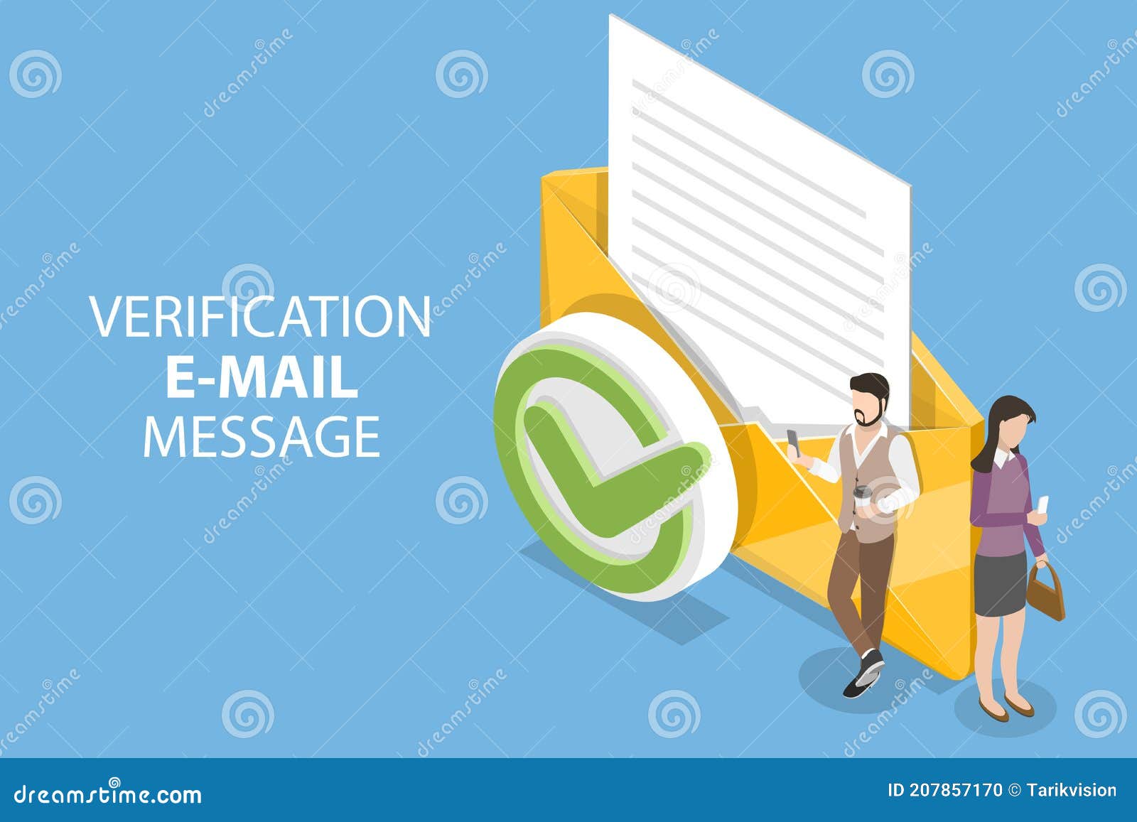 3D Isometric Flat Vector Conceptual Illustration of Verification Email ...