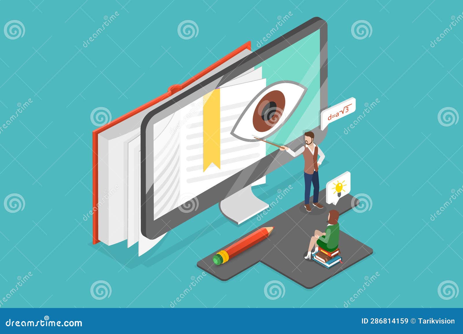 3D Isometric Flat Vector Conceptual Illustration of Visual Learning ...