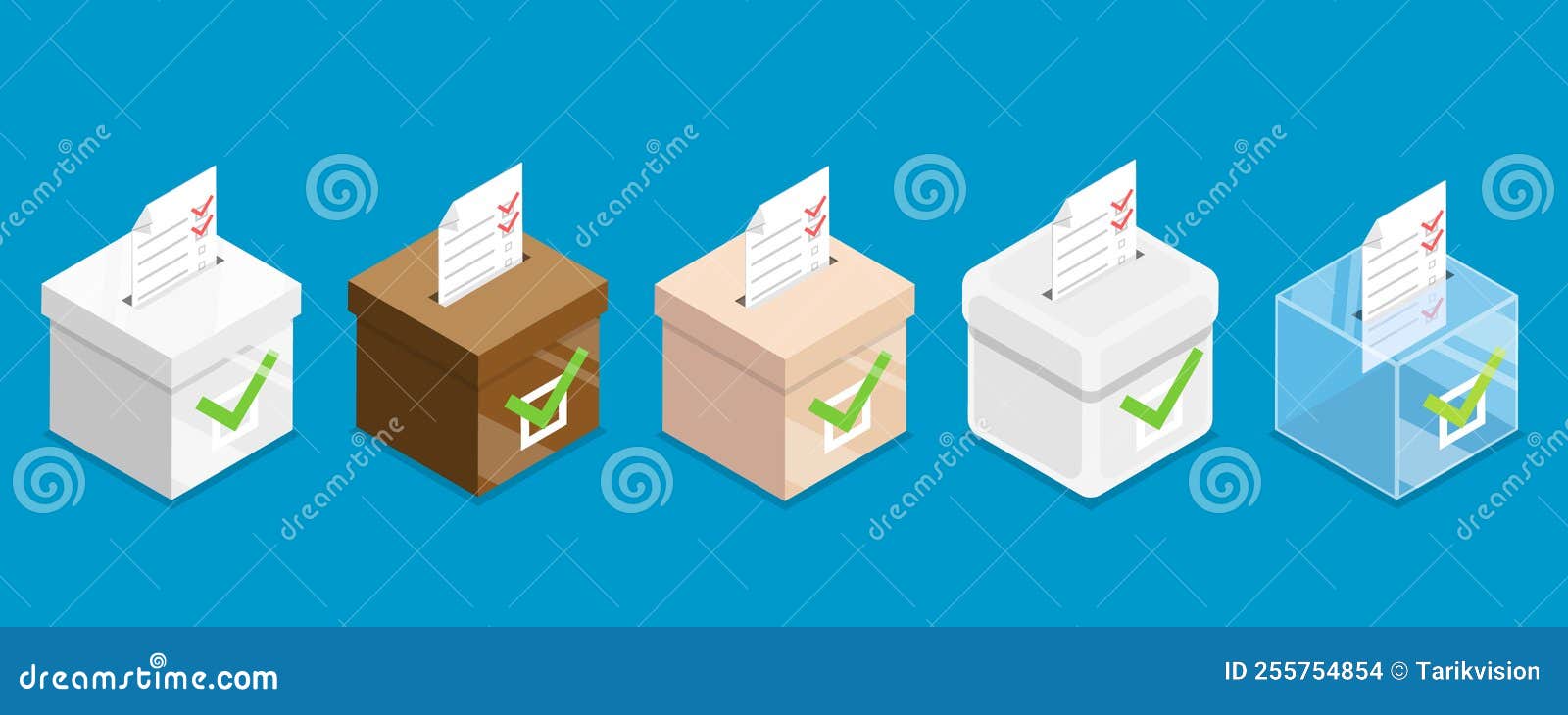 3D Isometric Flat Vector Conceptual Illustration of Voting Box Set ...