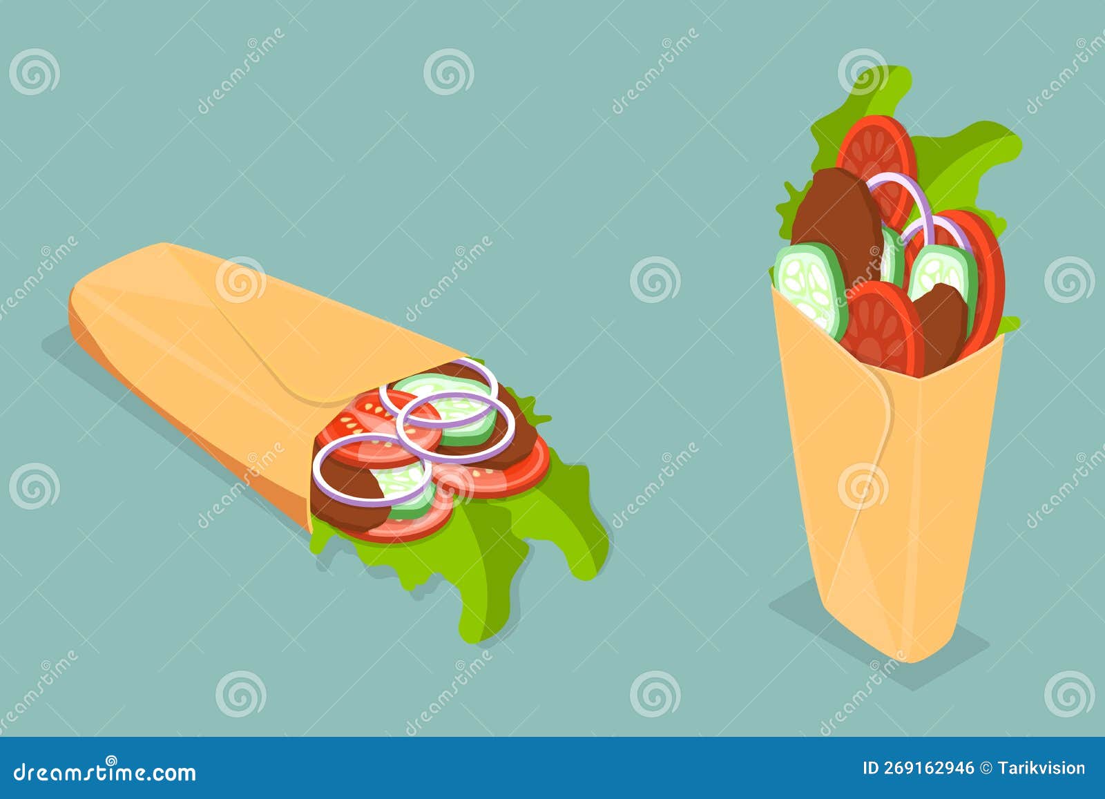 Shawerma Sandwich Flat Outline Icon. Shawarma Wrap Vector Illustration ...