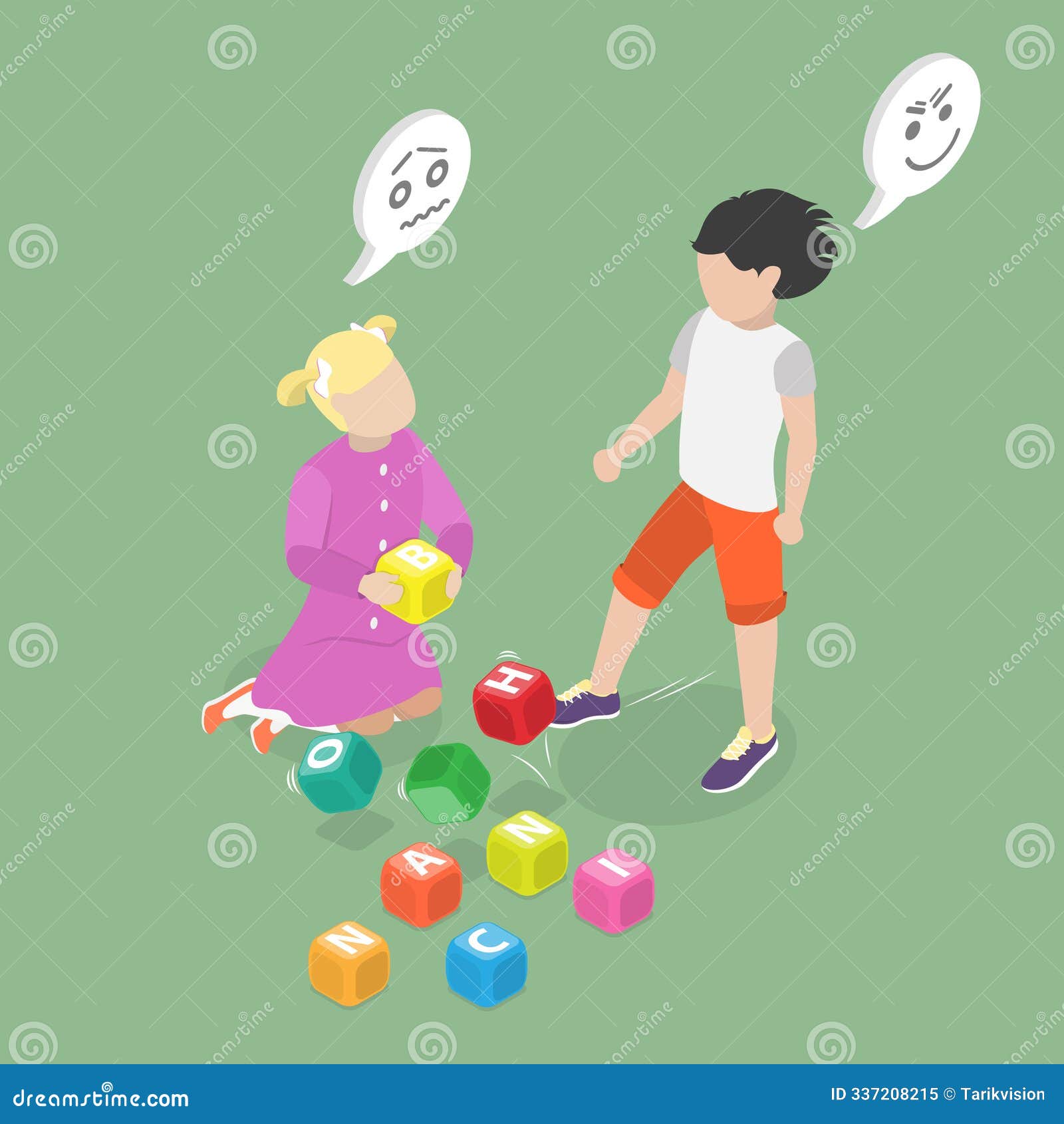 3D Isometric Flat Vector Illustration of Abusive Behavior Stock ...