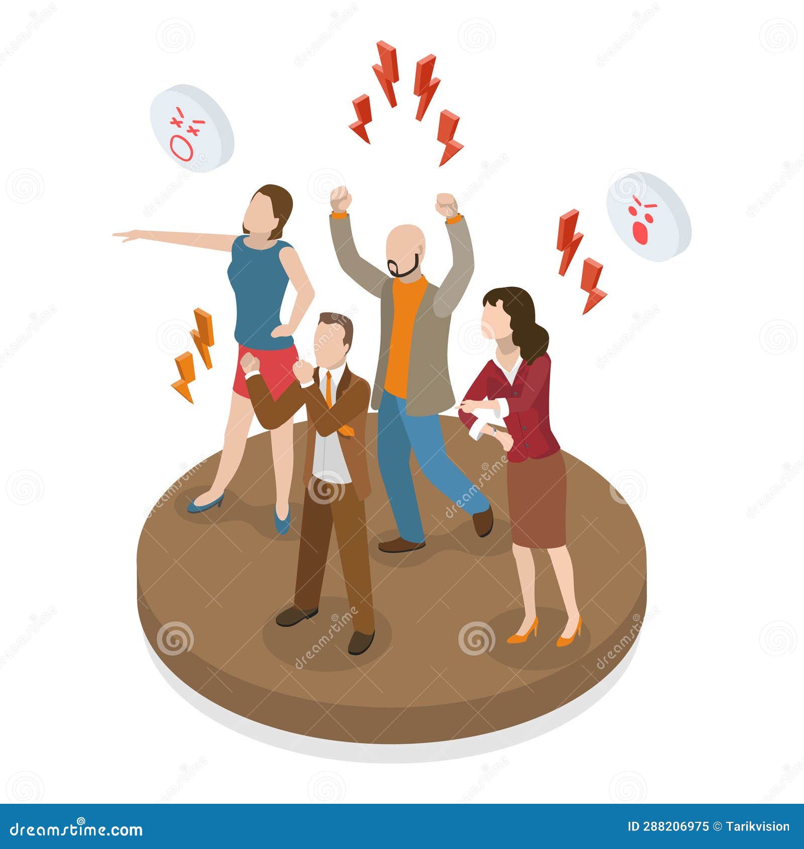 3D Isometric Flat Vector Illustration of Angry Characters. Item 1 Stock ...