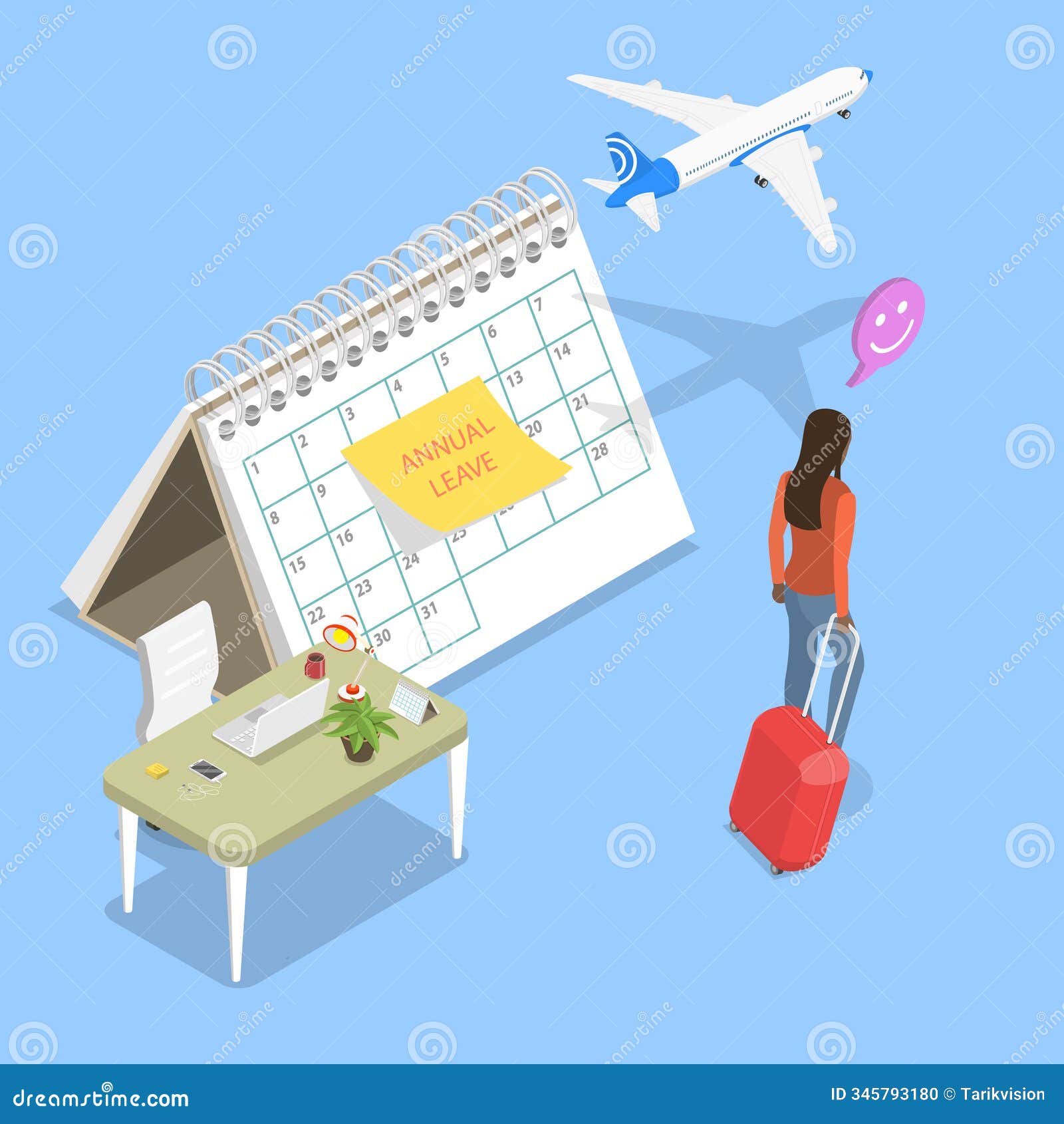 3D Isometric Flat Vector Illustration of Annual Leave Stock ...