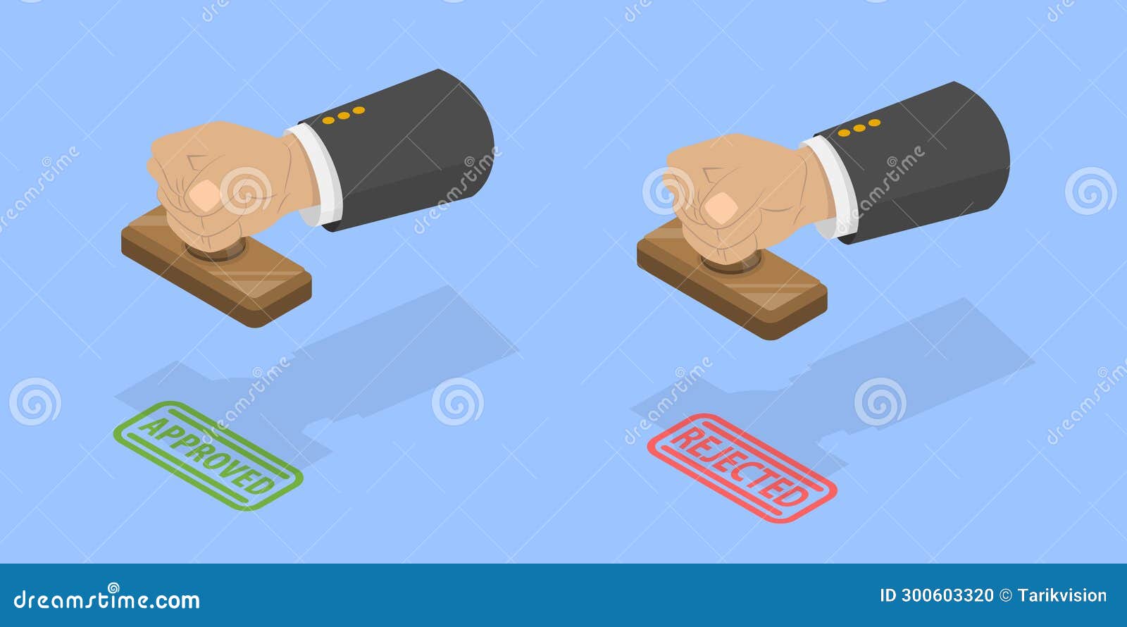 3D Isometric Flat Vector Illustration of Approved and Rejection Stamps ...