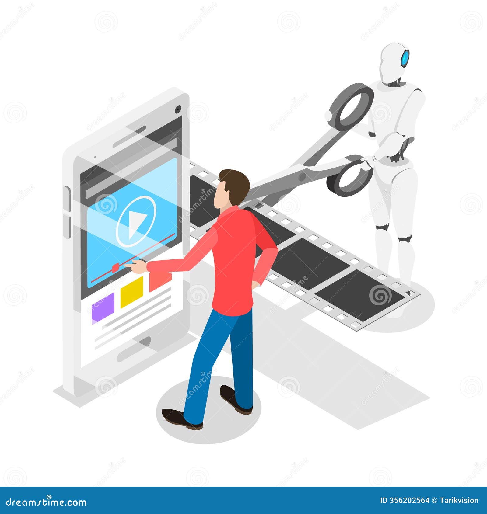 3D Isometric Flat Vector Illustration of Artificial Intelligence ...