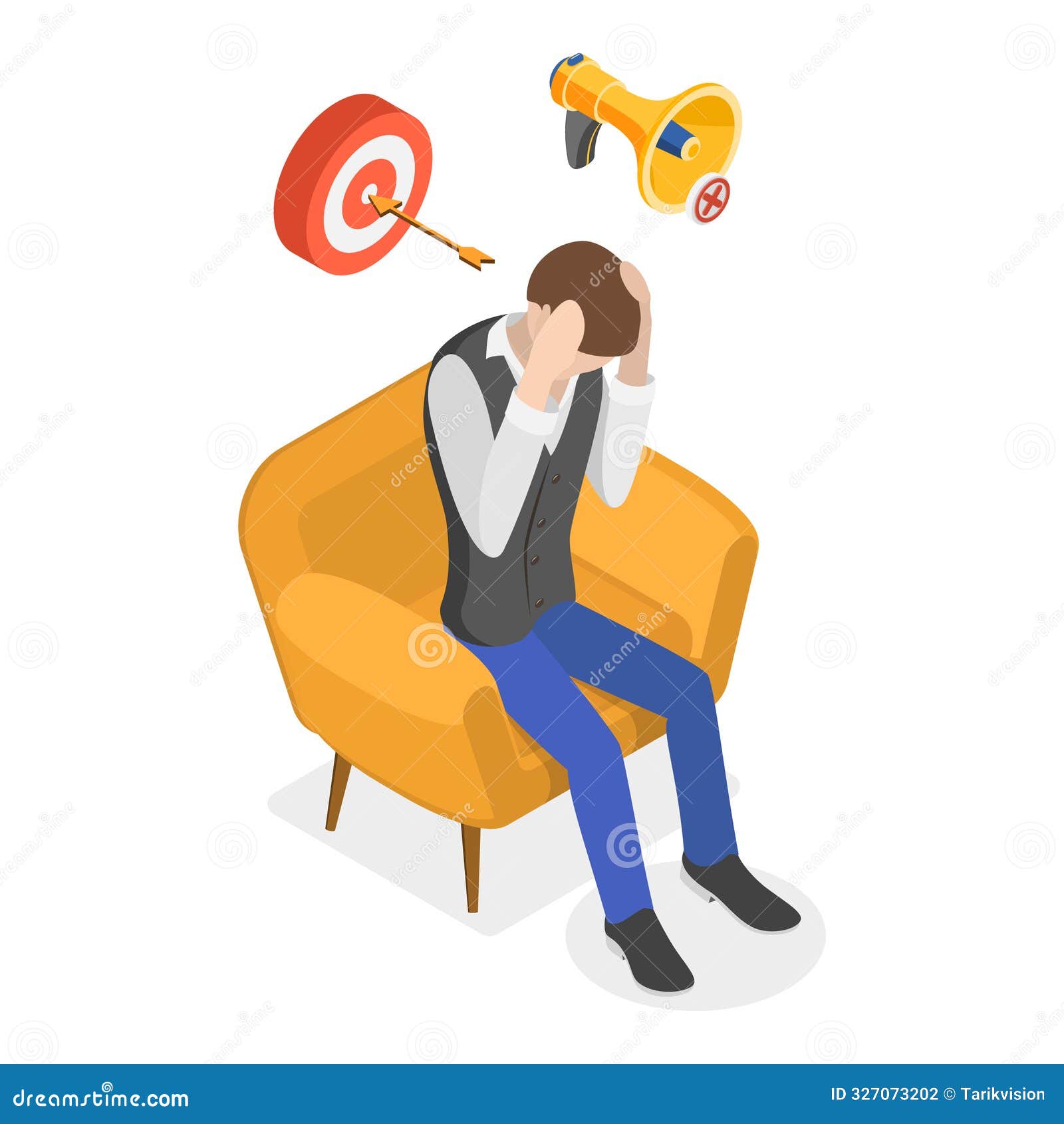 3D Isometric Flat Vector Illustration of Attention Concentration. Item ...