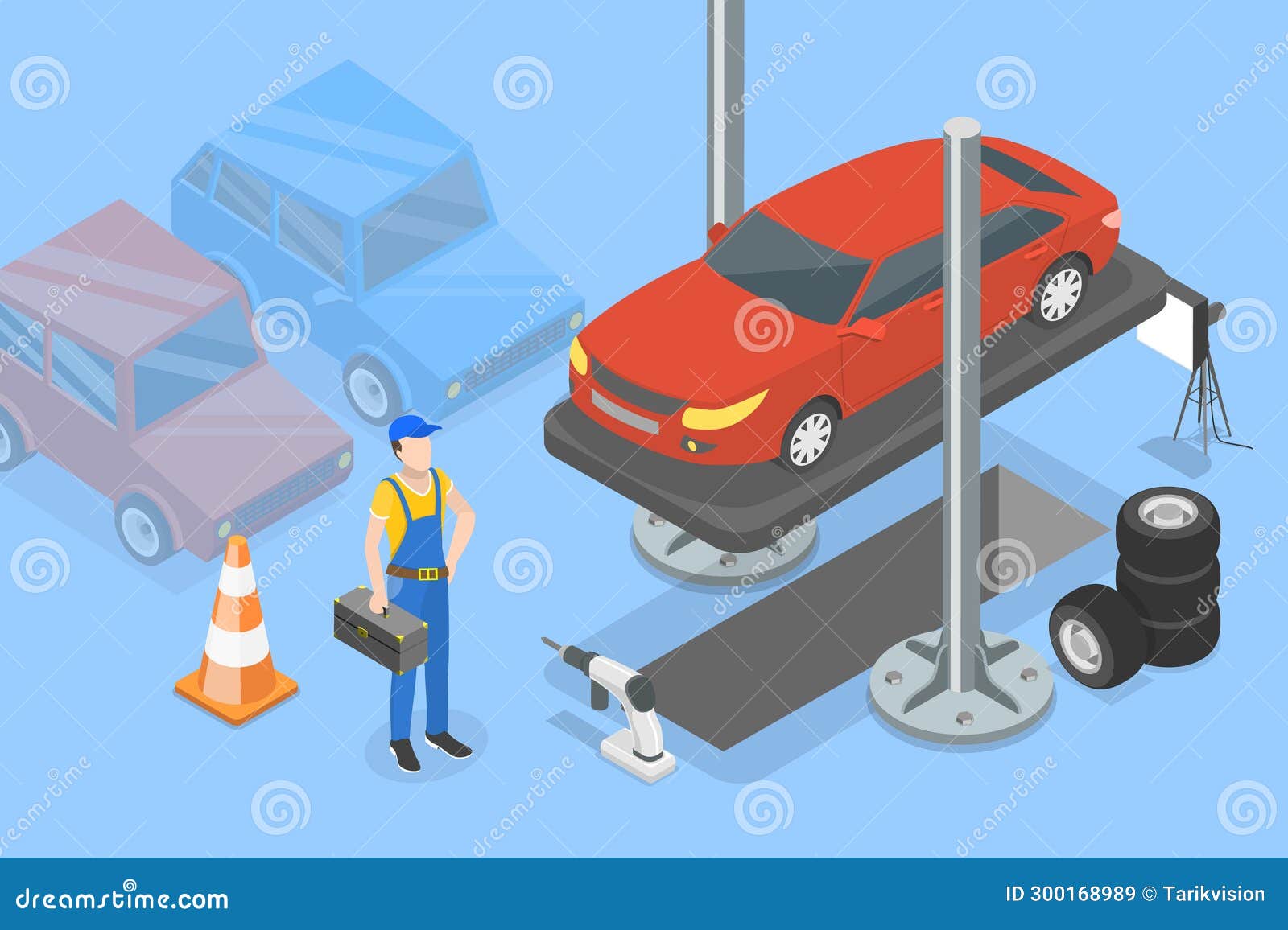 3D Isometric Flat Vector Illustration of Auto Mechanic Stock ...