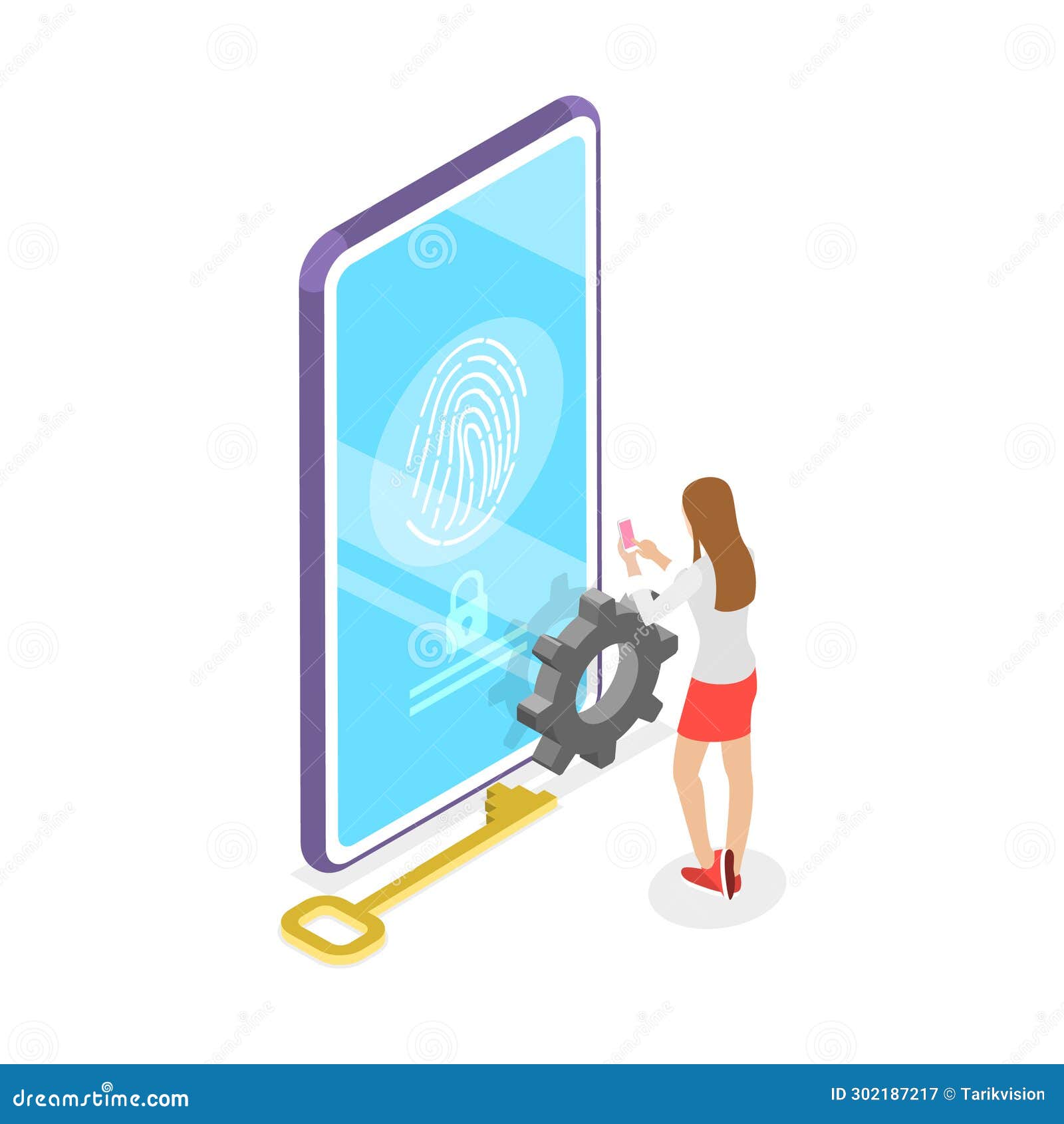 3D Isometric Flat Vector Illustration of Biometrics Identification and ...