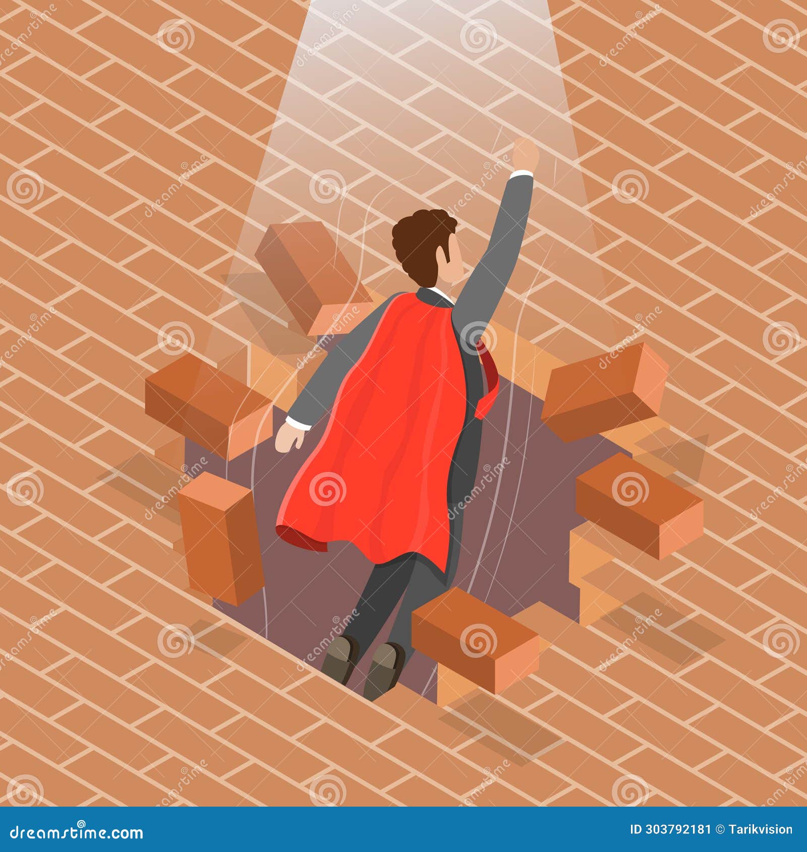 3D Isometric Flat Vector Illustration of Breaking Obstacles Stock ...
