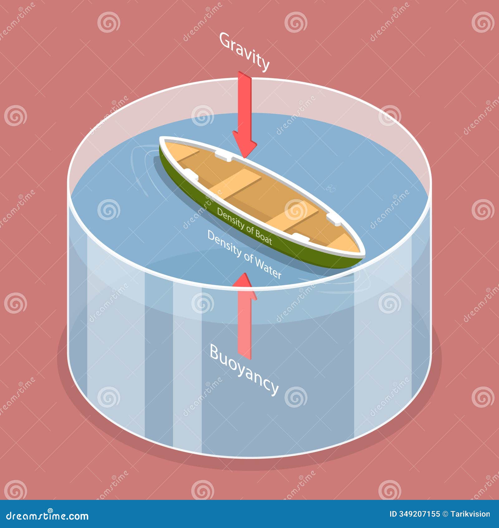 Buoyant Force Infographic Diagram Examples Of Cork Wood Iron Cartoon ...
