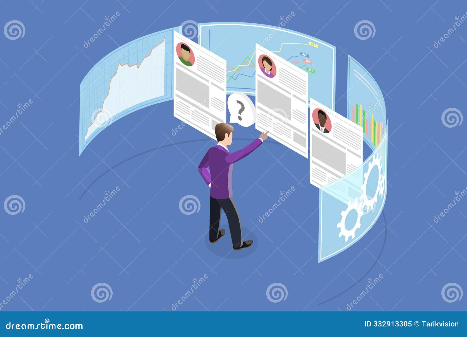 3D Isometric Flat Vector Illustration of Business HR and Technology ...