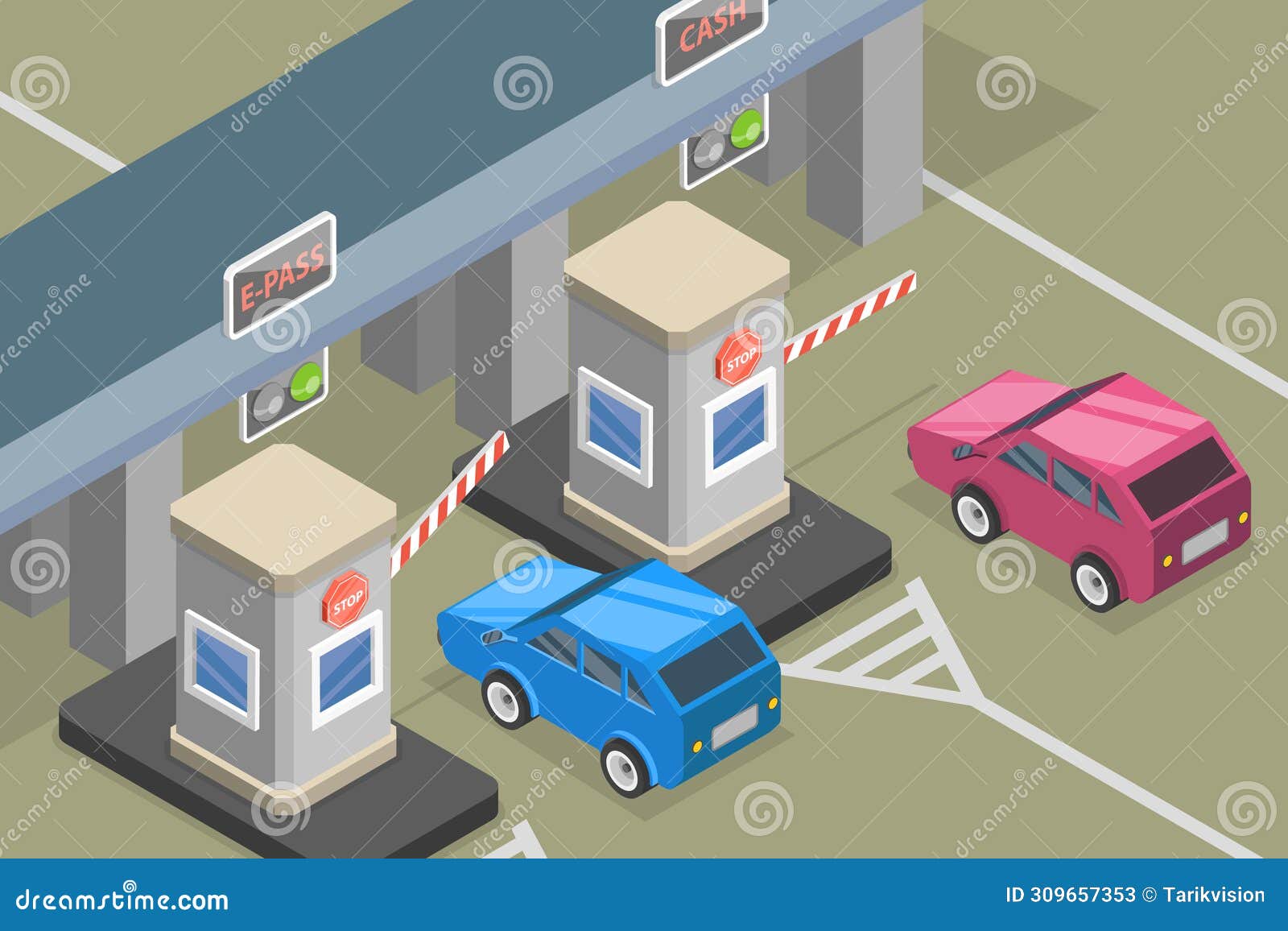 3D Isometric Flat Vector Illustration of Checkpoint with Barriers Stock ...