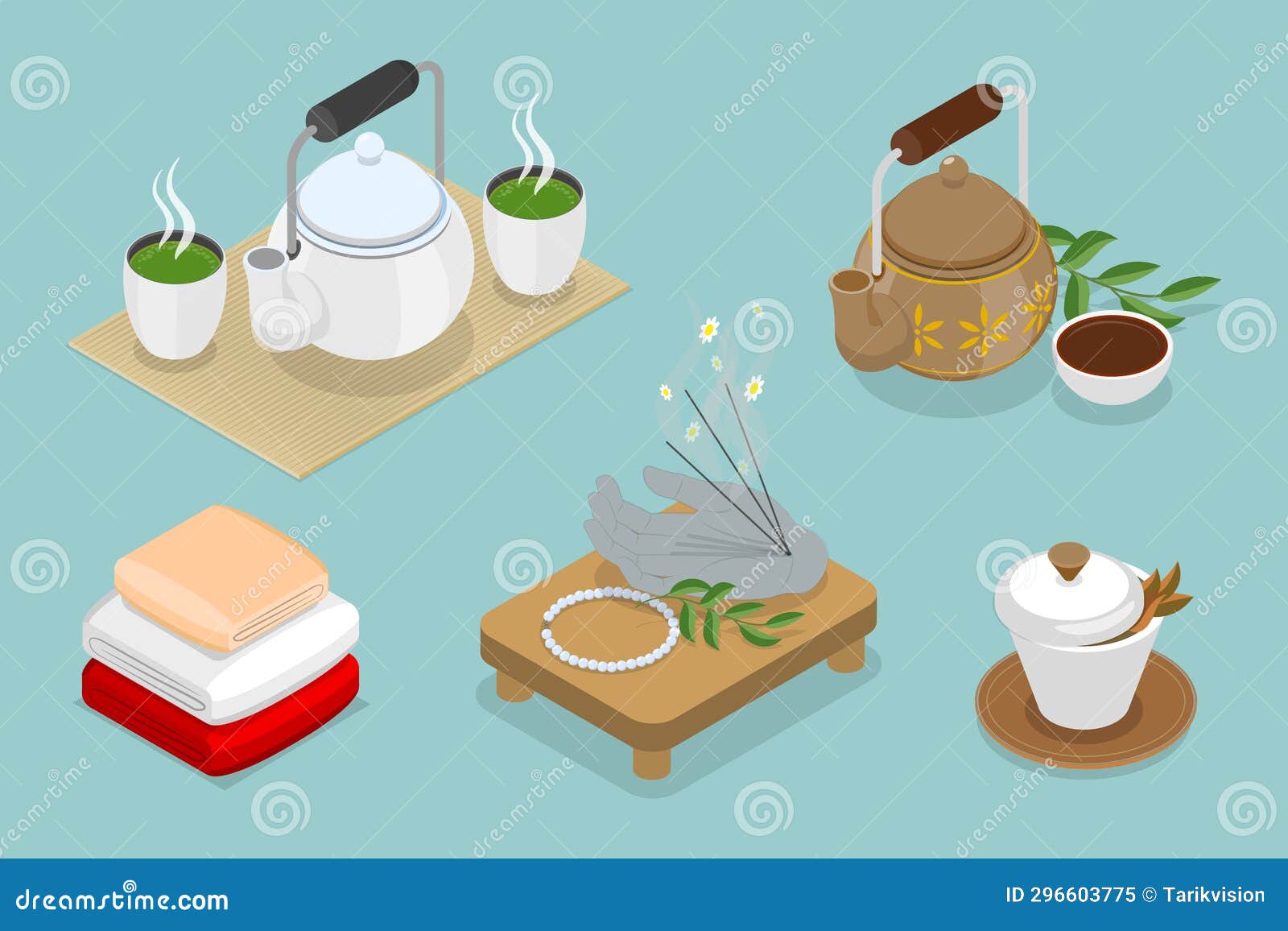 3D Isometric Flat Vector Illustration of Chinese Tea Stock Illustration ...